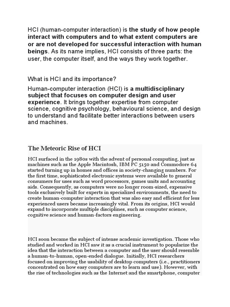 All About Hci | PDF | Human–Computer Interaction | Usability
