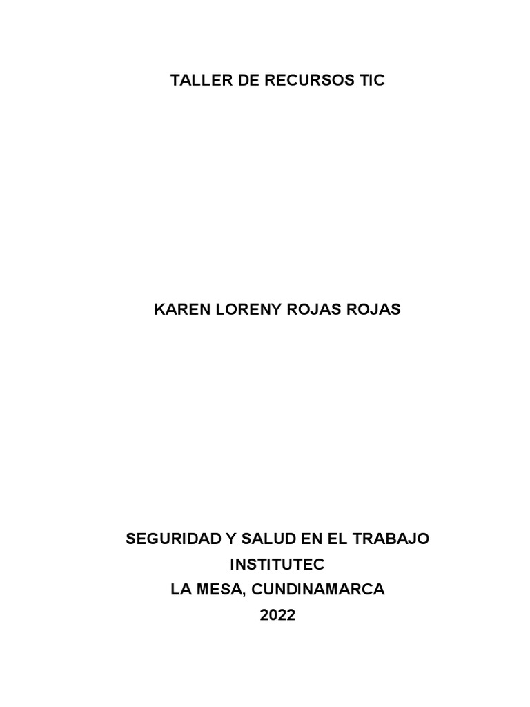 Taller de Recursos Tic 2 | PDF | Microsoft Word | Procesador de textos