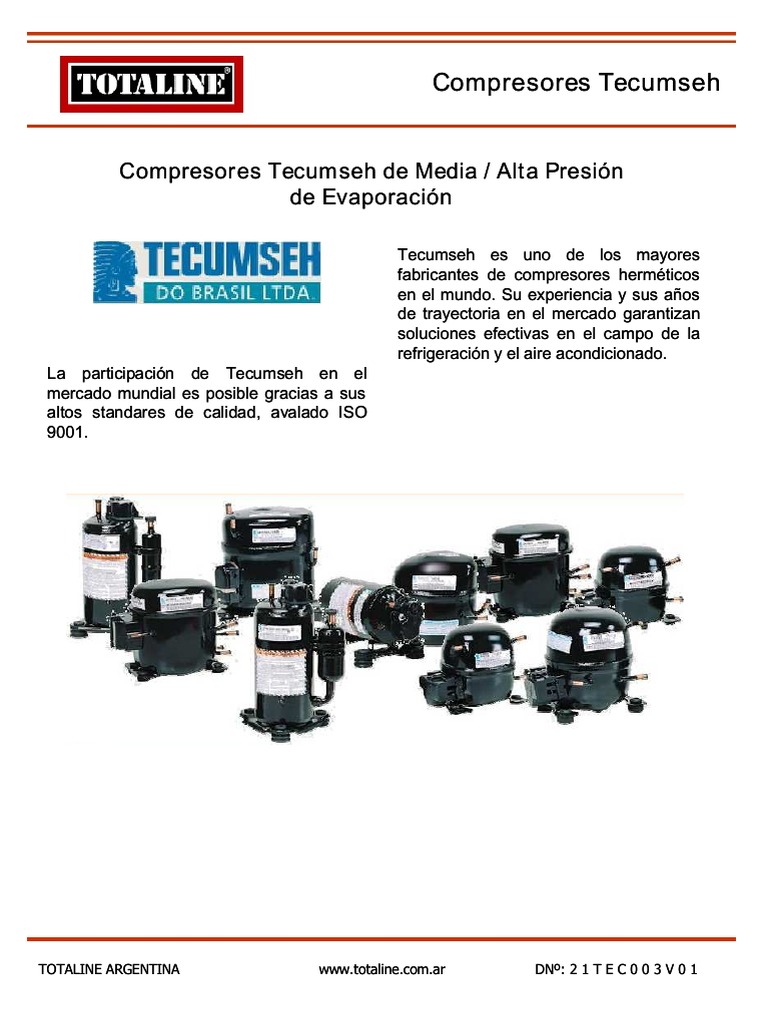Compresores Tecumseh: Especificaciones y Modelos | PDF | Ingeniería ...