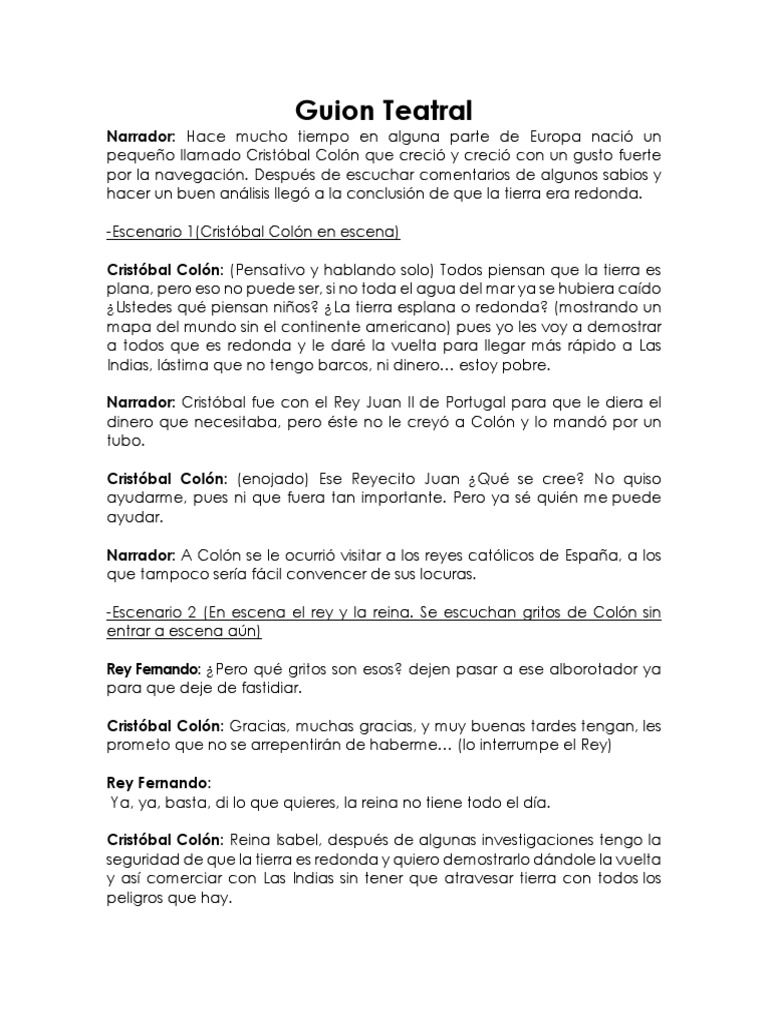 Guion Teatral Cristolbal Colón | PDF | Cristobal colon