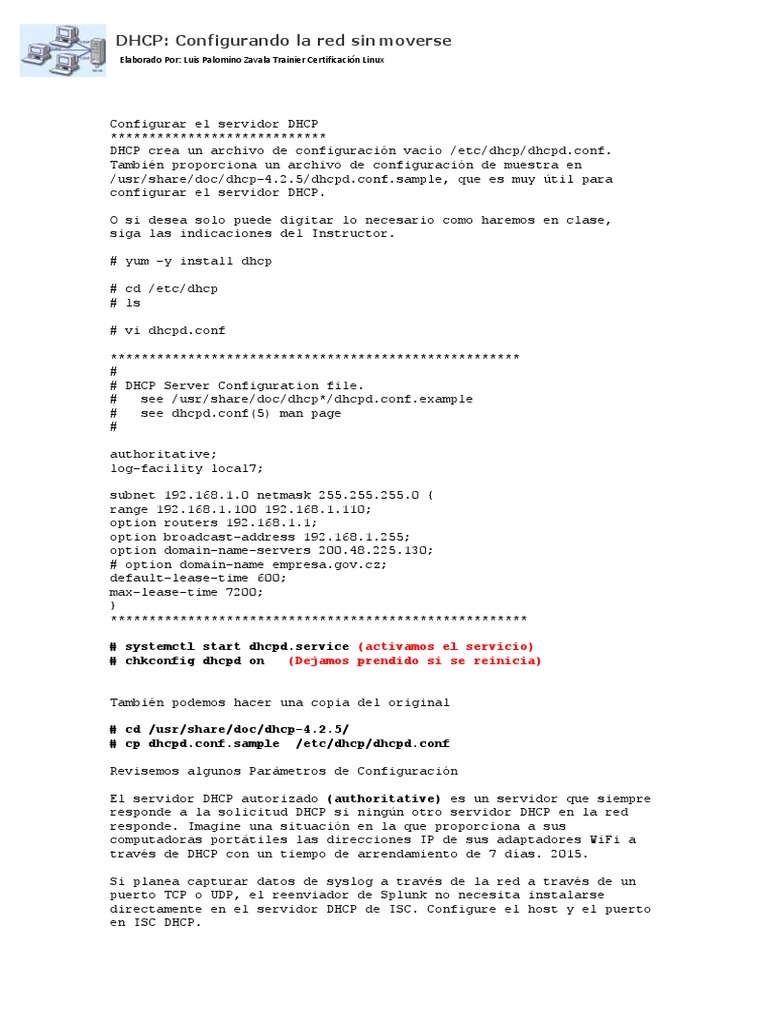 Configurar El Servidor DHCP - SISTEMAS UNI | PDF | Dirección IP ...