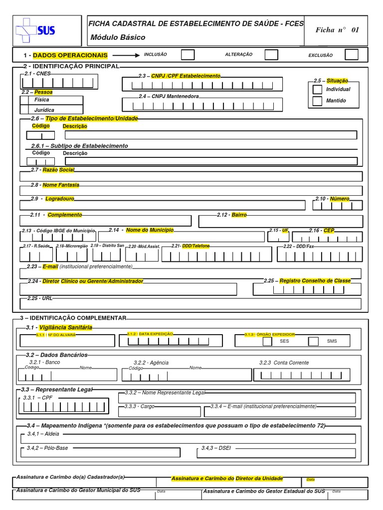 Fichas de Estabelecimento | PDF | Ciências da Saúde | Sistema de saúde