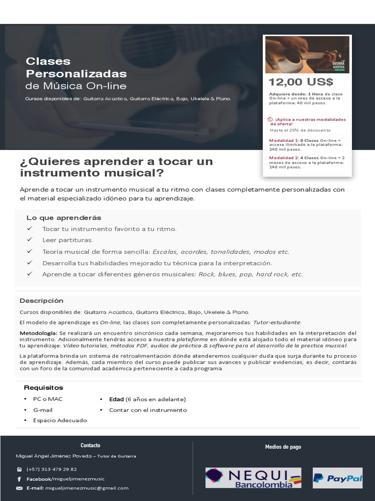 Clases de Musica - Miguel Jimenez | PDF | Guitarras | Aprendizaje