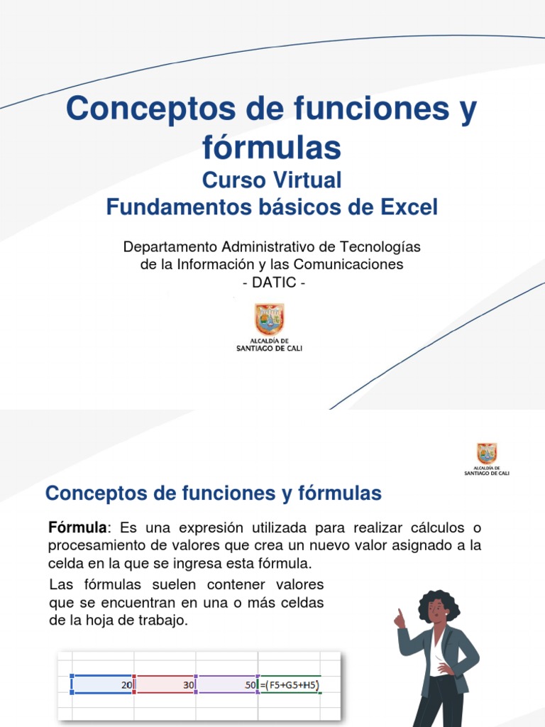 Conceptos de Funciones y Fórmulas | PDF | Microsoft Excel | Función (Matemáticas)