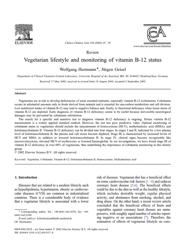 Monitoring Vitamin B-12 in Vegetarians | PDF | Vitamin B12 | Vitamin D