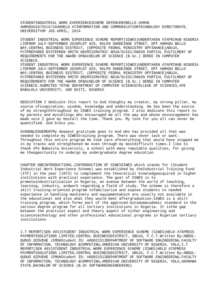 History of Siwes | PDF | Academic Degree | Experience