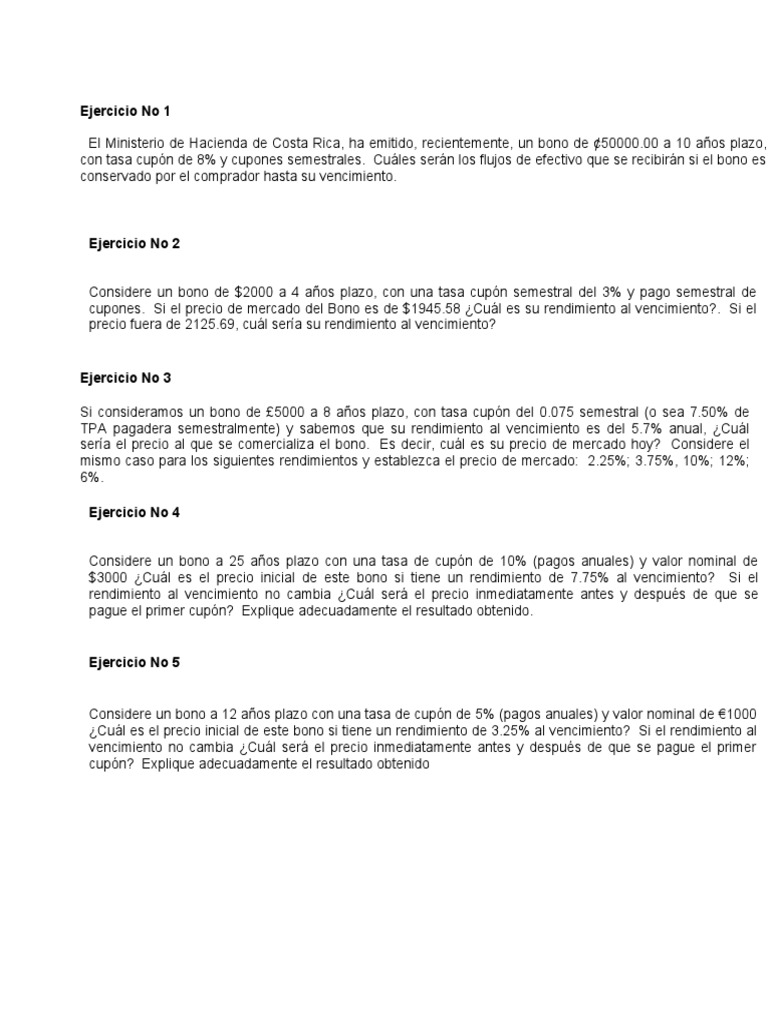 Practica Bonos en Clase | PDF | Cupón | Mercado (economía)