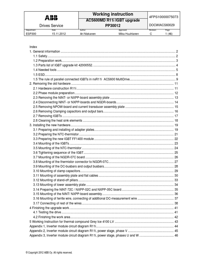Working Instructions DOC29 ACS600MD R11i PP30012 Revc | PDF | Power ...