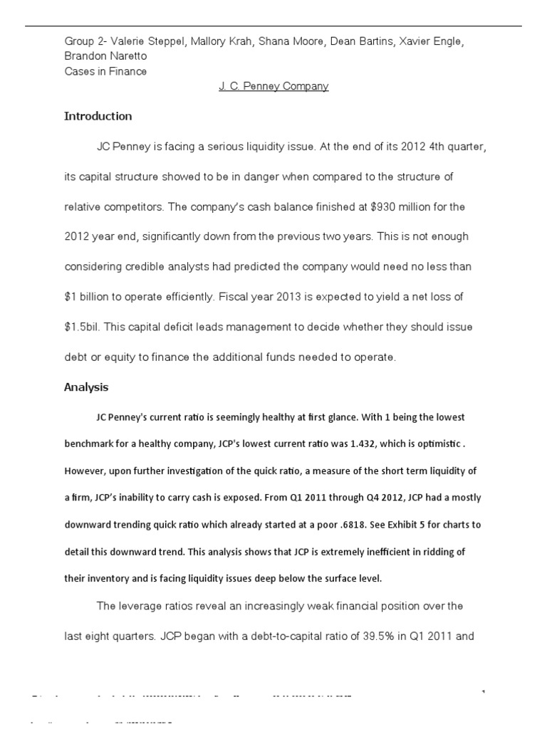 JC Penney Case | PDF | Stocks | Debt