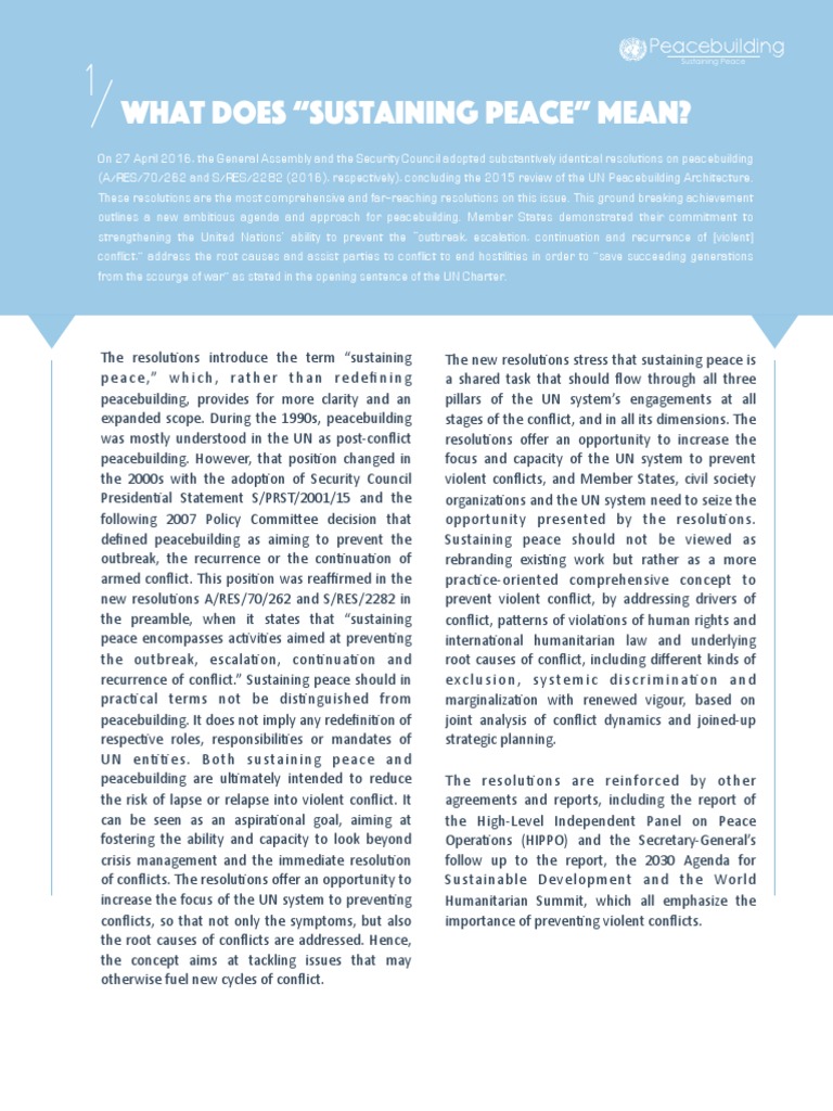 Understanding Sustaining Peace | PDF | Peacebuilding | Sustainability