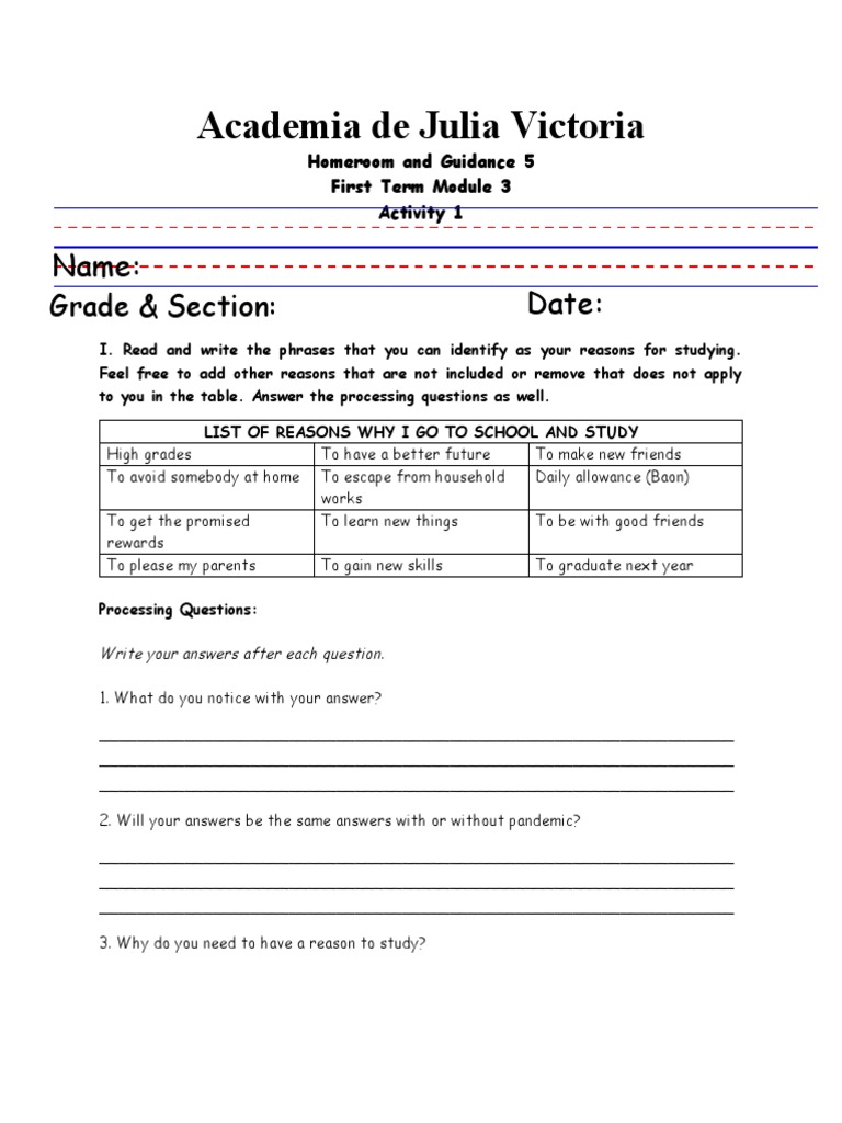 Homeroom Module 3 Activity 1 (Async) | PDF | Cognitive Science ...