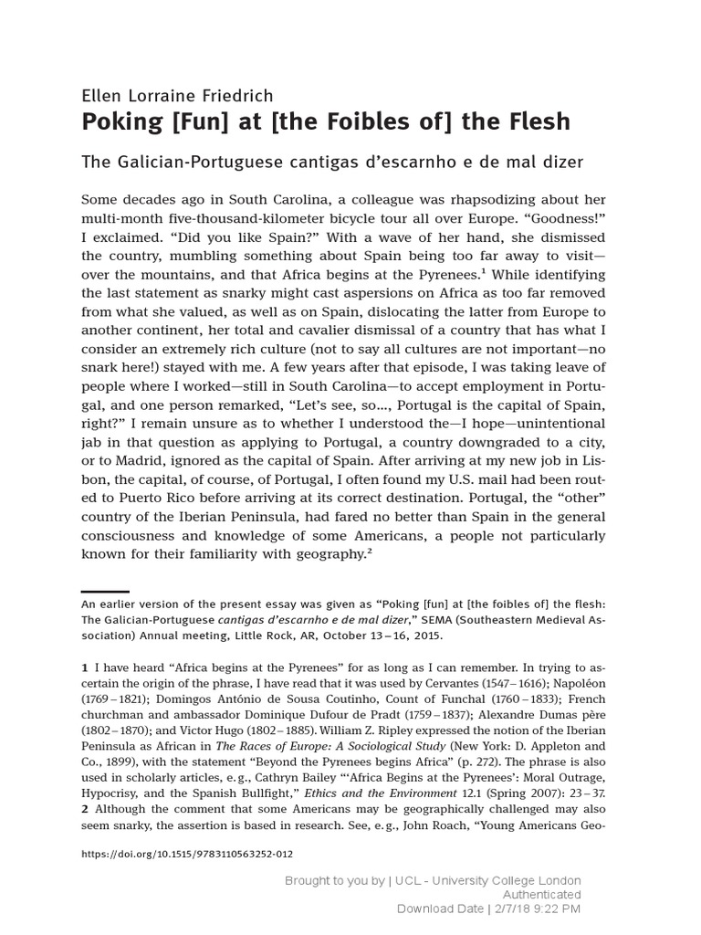 Poking (Fun) at (The Foibles Of) The Flesh | PDF | Camino De Santiago