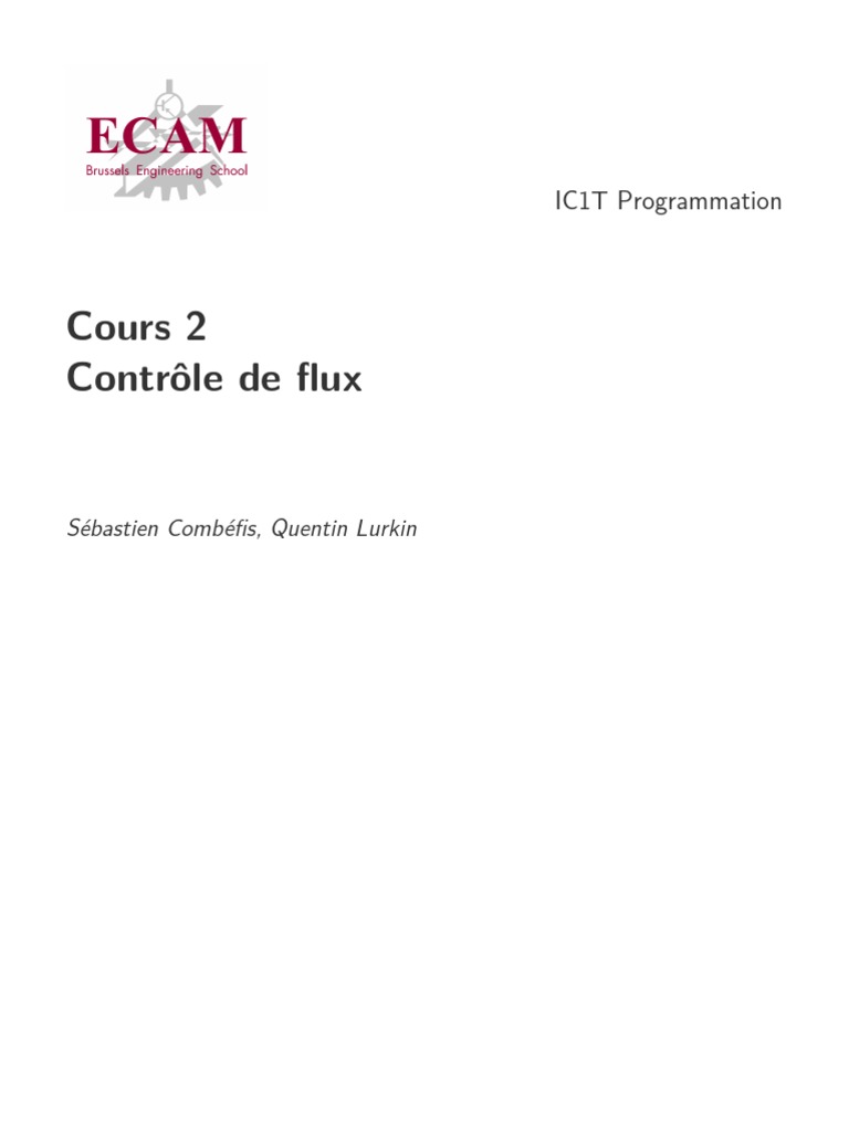 ECAM Python1BA Cours2 Slides | PDF | Python (Langage de programmation) | Structure de contrôle