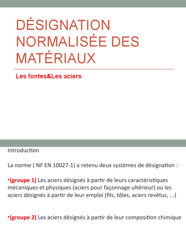 Désignation Normalisée Des Matériaux | PDF | Acier | Manganèse