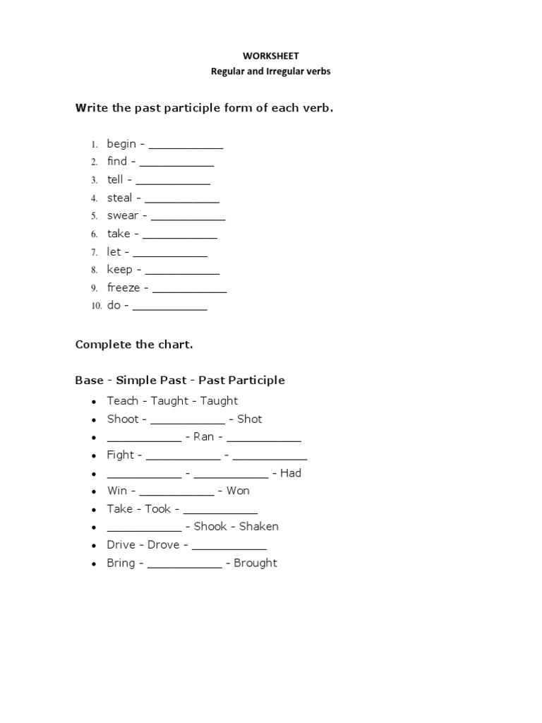 Past Participle Verbs (Regular Irregular) | PDF | Linguistics | Grammar