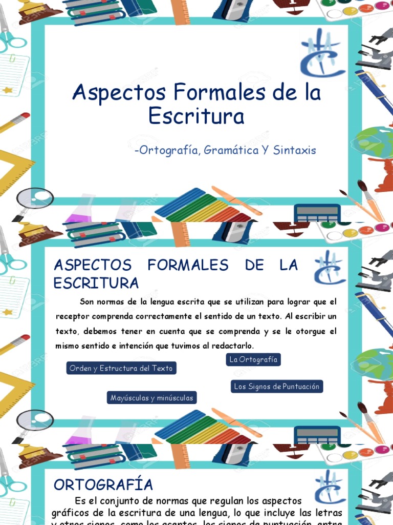 Aspectos Formales de La Escritura | PDF | Ortografía | Gramática