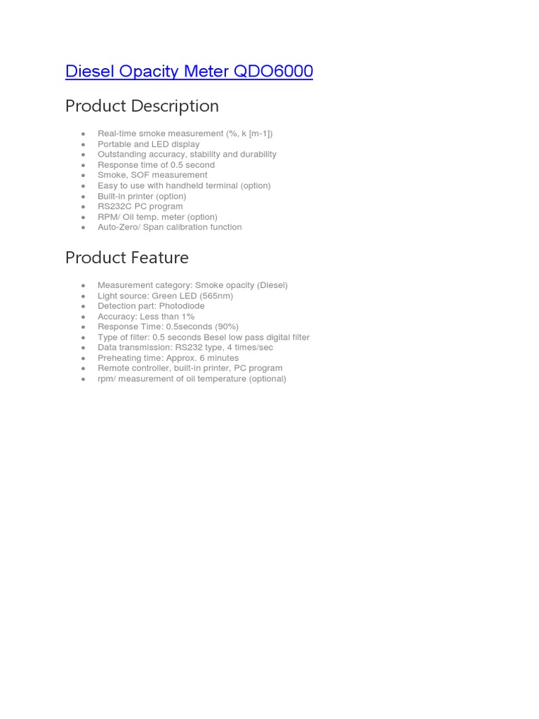 Diesel Opacity Meter QDO6000 | PDF