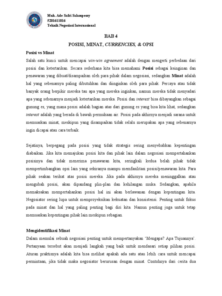 Position Vs Interest On Negotiation | PDF