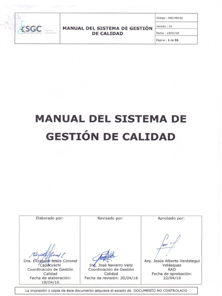 Manual SGC-TL-UC | PDF | Gestión de la calidad | Calidad (comercial)