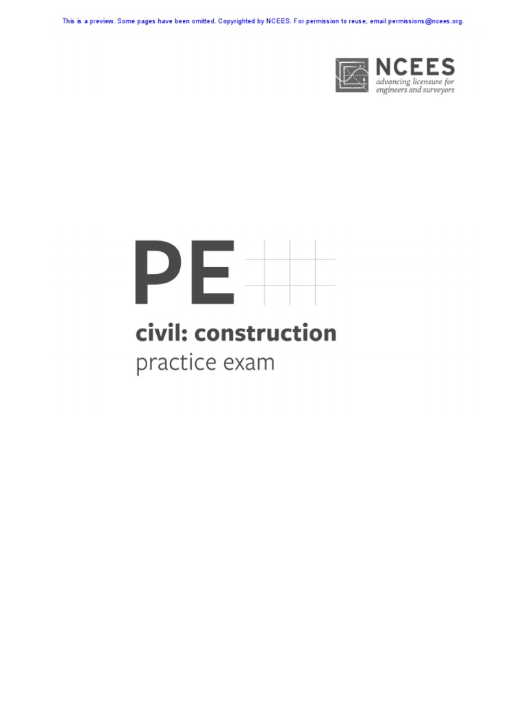 PE Civil Construction Practice Exam - Sample | PDF | Test (Assessment ...