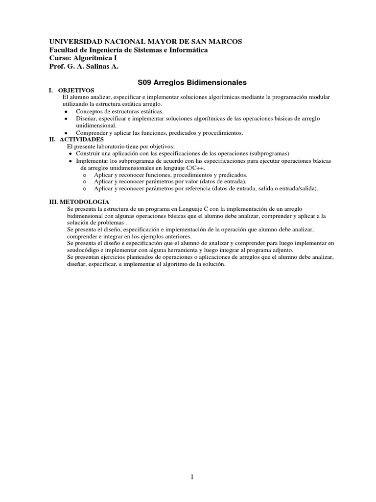 S09 Guia Lab Array Bidimen | PDF | Estructura de datos de matriz | C ... S09 Guia Lab Array Bidimen | PDF | Estructura de datos de matriz | C ...