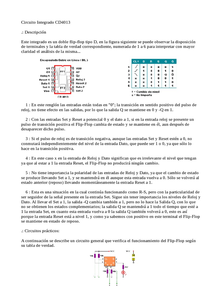 CD 4013 | PDF | Electromagnetismo | Electrónica