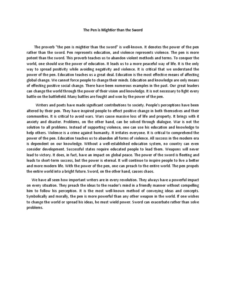 The Pen Is Mightier Than The Sword | PDF | Violence | Knowledge