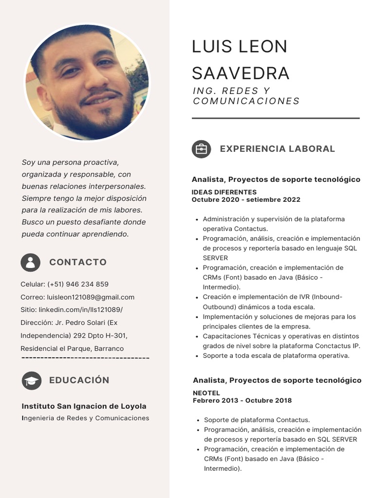 Luis León Saavedra: Experiencia en IT | PDF | Servidor SQL de Microsoft ...