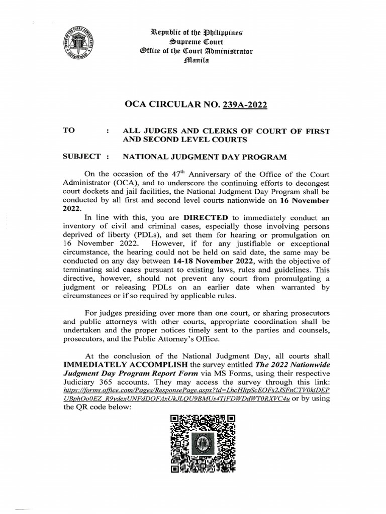 National Judgment Day Program Directive | PDF | Judgment (Law) | Prosecutor