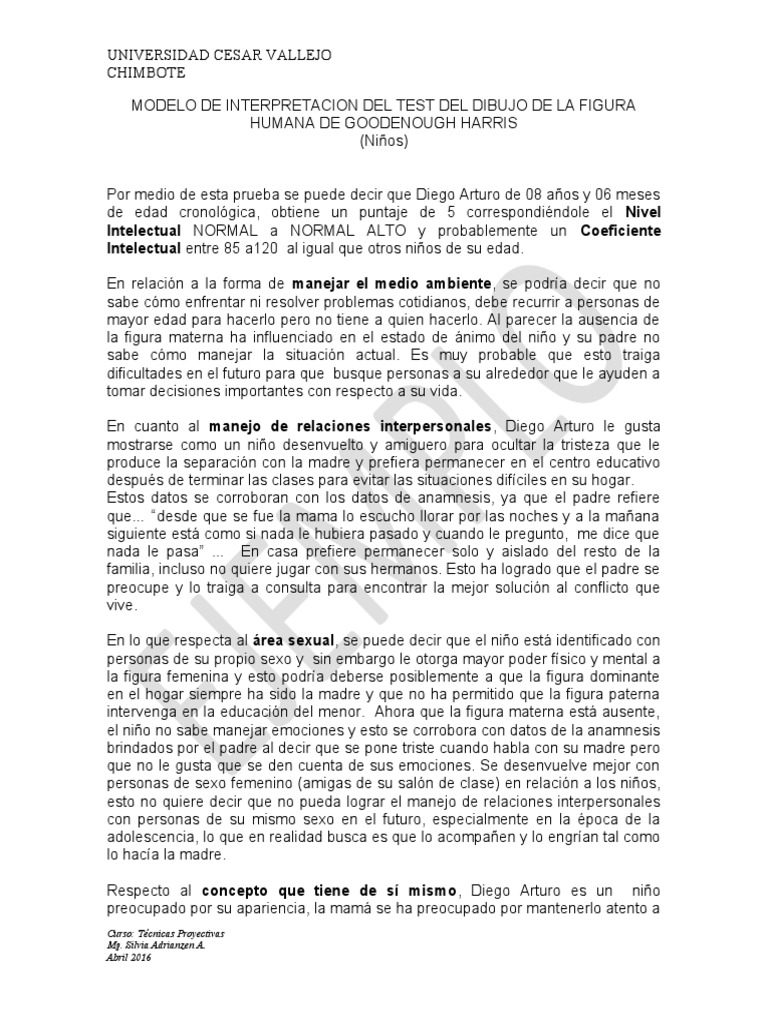 INTERPRETACION DE RESULTADOS GOODENOUGH HARRIS uCV | Descargar gratis ...