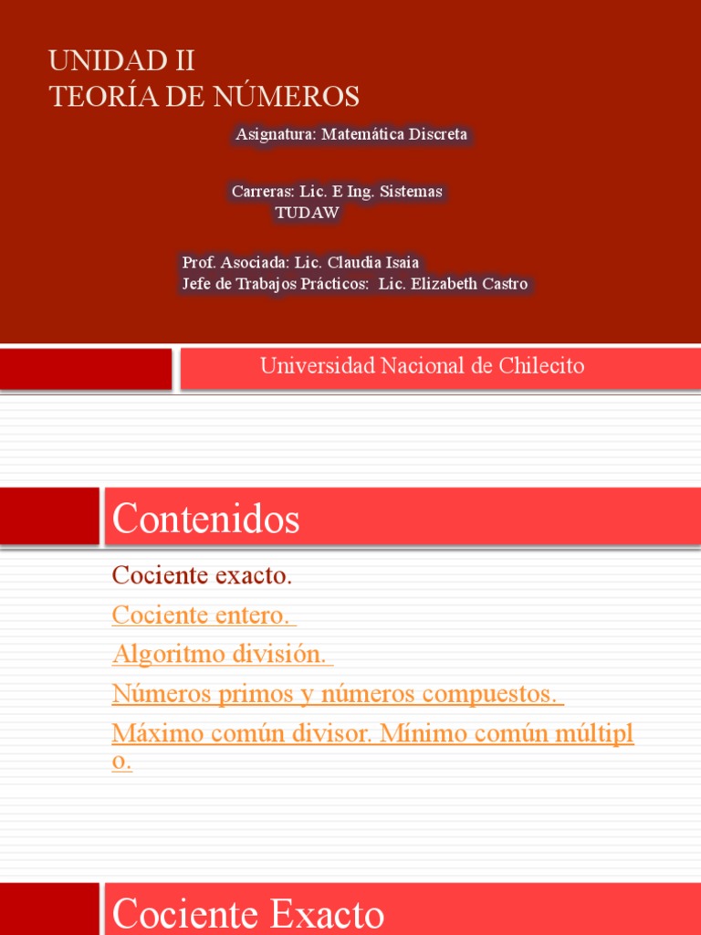 Teoria de Numeros | PDF | División (Matemáticas) | Matemáticas discretas