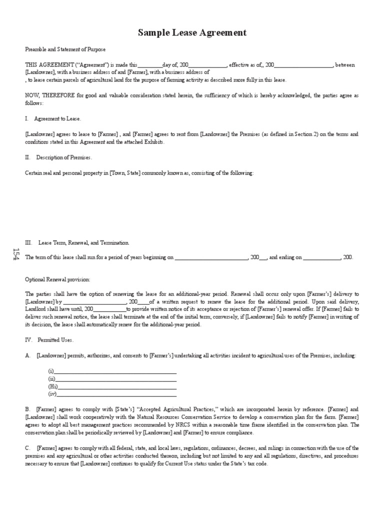 Land Lease Agreement Sample | PDF | Lease | Insurance