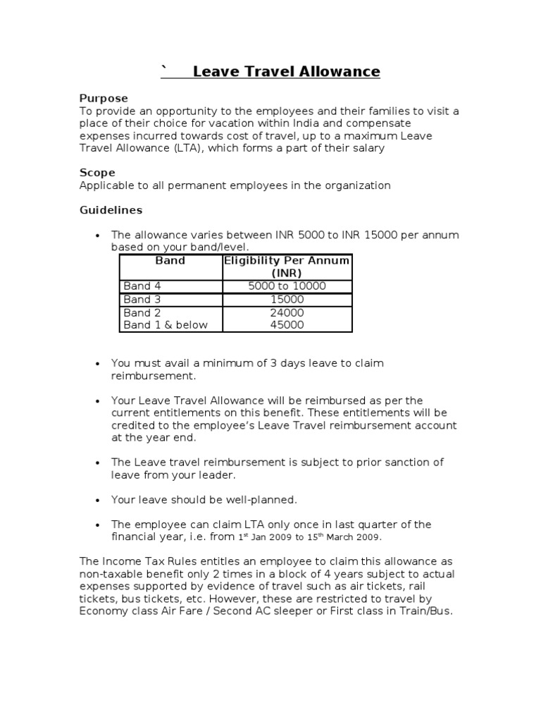 Leave Travel Allowance | Employee Benefits | Employment