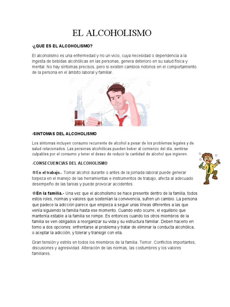 El Alcoholismo | PDF | La dependencia de sustancias | Alcoholismo