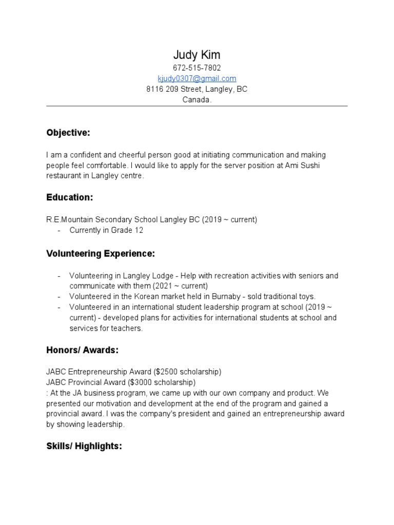 Judy Kim CLC Resume | PDF | Learning | Cognition