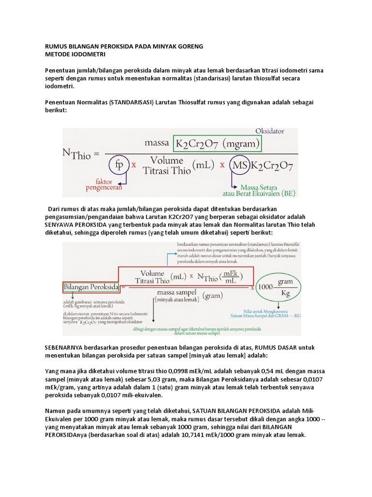 Rumus Dan Ambang Batas PK Bilangan Peroksida | PDF
