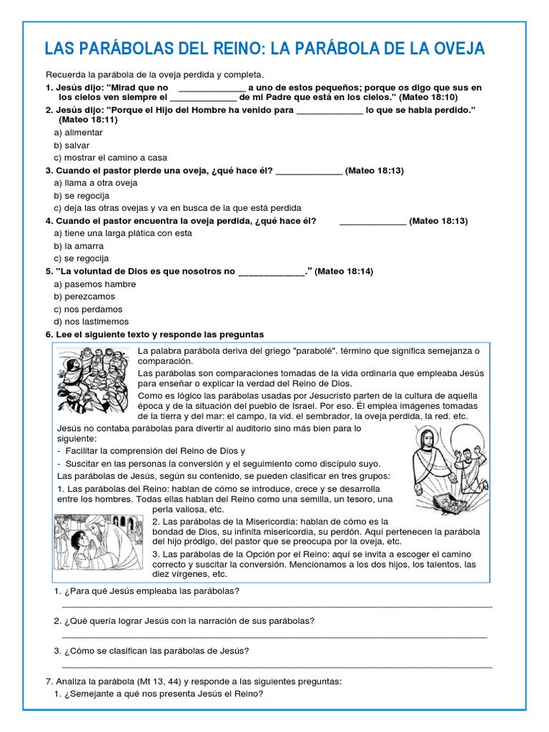 Ficha de Educación Religiosa 06-09 Las Parábolas Del Reino La Parábola ...