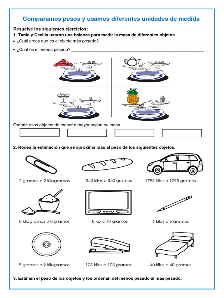 Ficha de Matemática 26-08 Comparamos Pesos | PDF