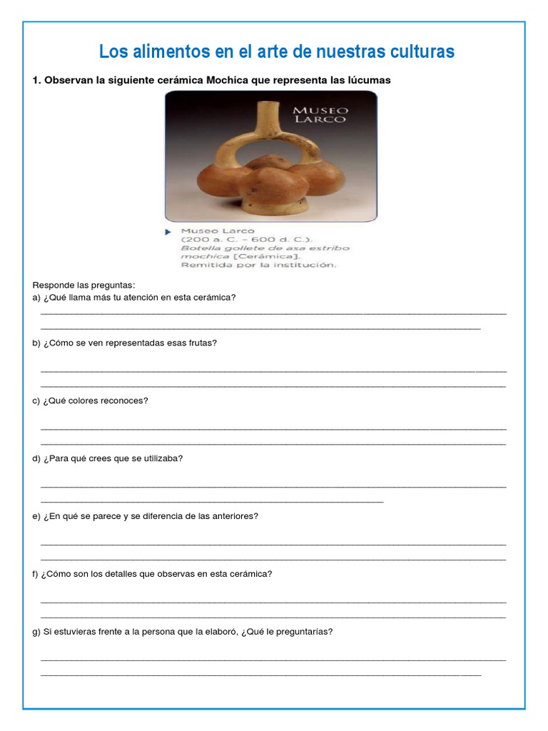 Ficha de Arte y Cultura 22-08 Los Alimentos en El Arte | PDF