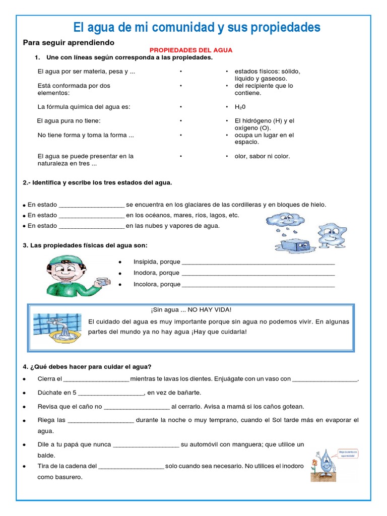 Ficha de Ciencia y Tecnología 18-08 El Agua de Mi Comunidad y ...