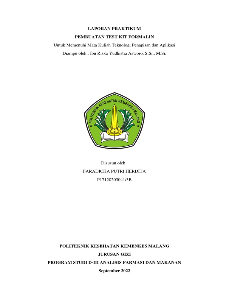 Pembuatan Test Kit Formalin | PDF