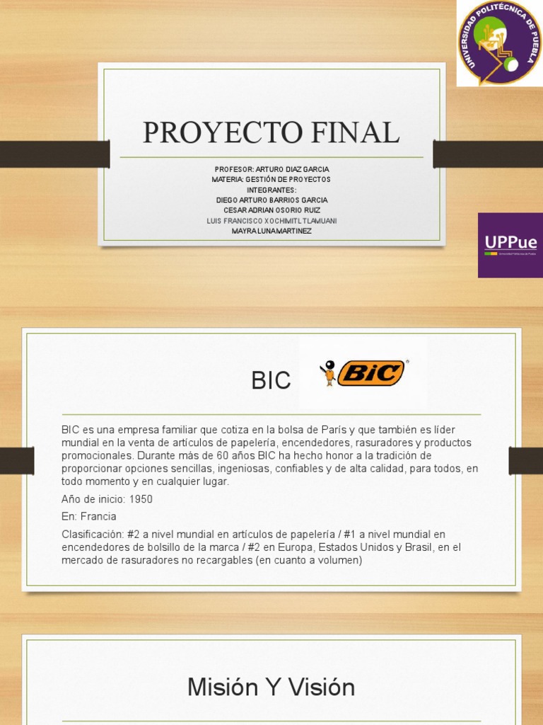 Proyecto Final - Empresa BIC | PDF | Bolígrafo | Mercado (economía)