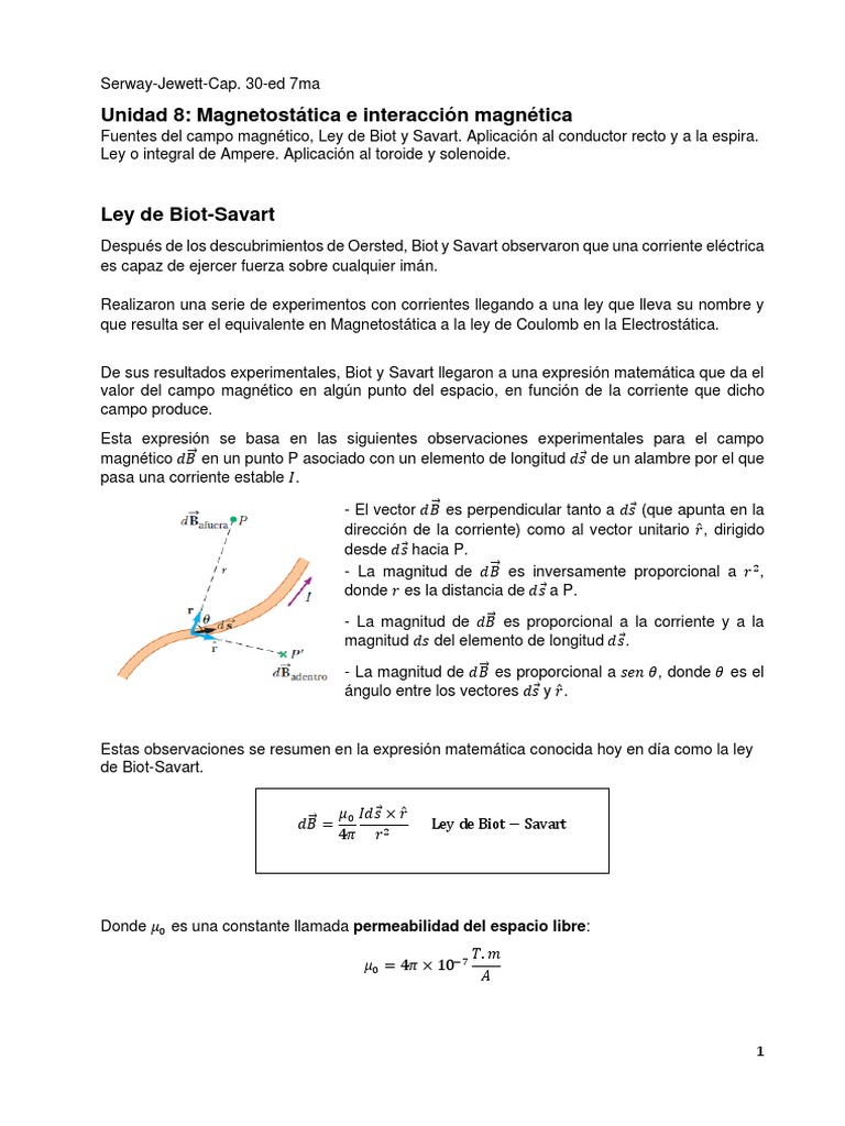 Unidad 8-2 Ley de Biot-Savart-Ley de Ampere | PDF | Campo magnético ...