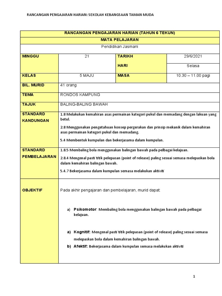 RPH PJ Minggu 21 5M | PDF