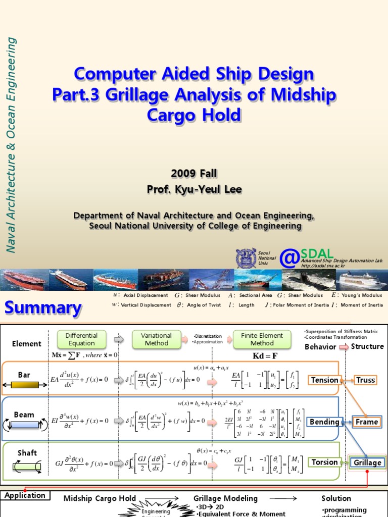 Computer Aided Ship Design Part.3 Grillage Analysis of Midship Cargo Hold | PDF | Bending ...