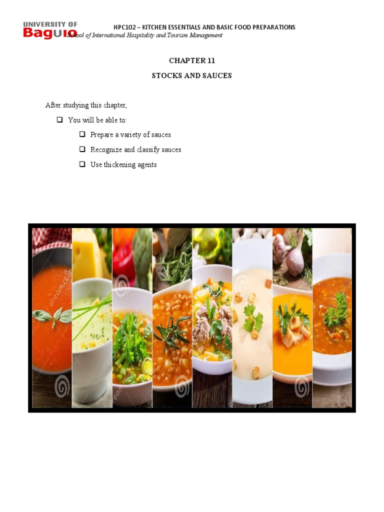 Stocks and Sauces Fundamentals | PDF | Stock (Food) | Sauce