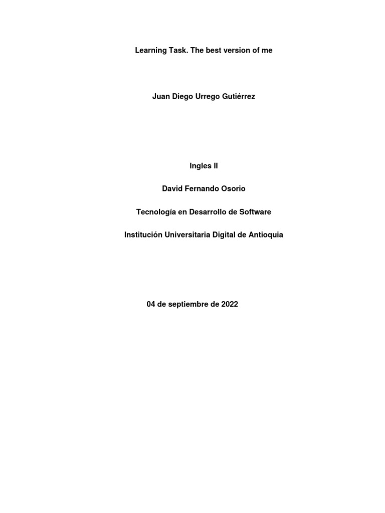 Learning Task. The Best Version of Me | PDF