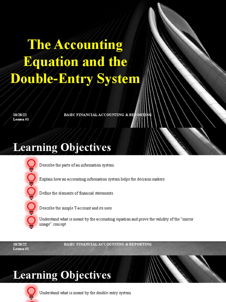 Lesson 1 The Accounting Equation and The Double-Entry System | PDF ...