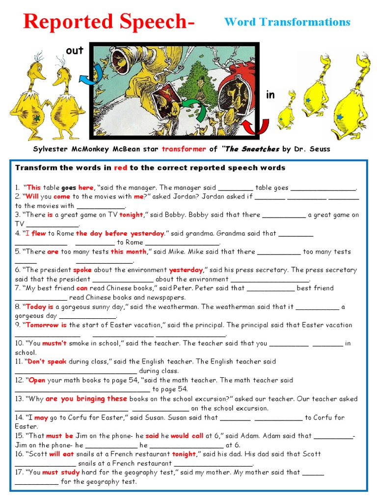 Reported Speech Transformations Focusing On Verbs | PDF | Linguistics