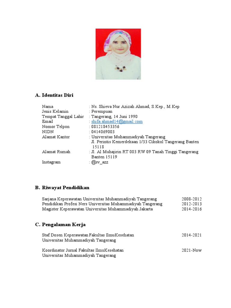 CV Shieva Nur Azizah Ahmad | PDF
